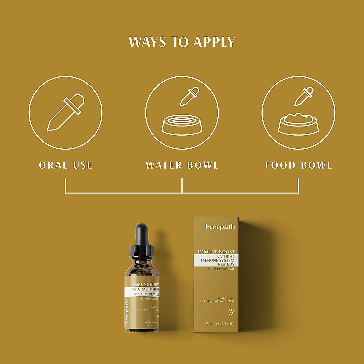 2024 Everpath Upgraded Immune Support for Dogs and Cats - 2 Fluid Ounces/60mls | USA Made| Strengthens & Improves Immune Health | Supports Overall Health and Vitality | Natural Solution for Pets