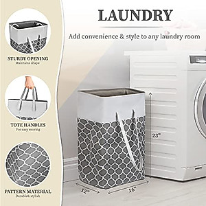 BROOKSTONE, Large Laundry Hamper with Handles, Perfectly Sized for Everyday Use, Foldable Travel Laundry Bag for Dirty Clothes, Laundry Basket for Dorms and Bedrooms Gray/White