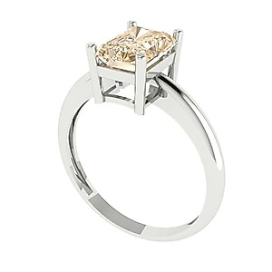 Clara Pucci 1.75ct Radiant Cut Solitaire Genuine Natural Morganite Wedding Bridal Designer Anniversary Engagement Ring 14k White Gold