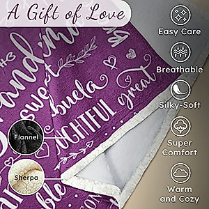 SIMORAS Grandma Blanket with Sleep Mask, Socks and Gift Box - Grandma Throw Blanket for Christmas, Mothers Day - Grandma Gifts for Grandmother Birthday - Fleece Blanket, Purple 60" x 50"