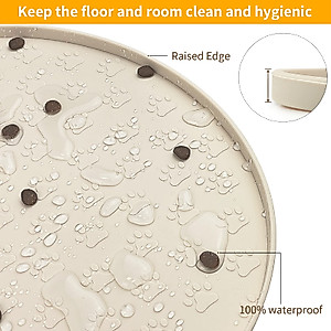 KPWACD Pet Feeding Mat for Dogs and Cats, Silicone Dog Placemat Non-Slip Waterproof Bowl Mats Prevent Food and Water Overflow, High-Lips Puppy Dish Tray Mat Suitable for Large Medium Small Pets, Beige