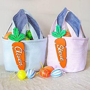 Personalized Easter Basket Tag Easter Basket Stuffers Carrot Farmhouse Wooden Name Tags Custom Easter Décor Easter Gifts for Kids Decorations