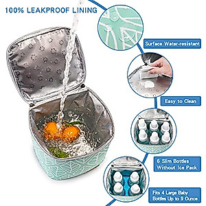 BABEYER Breast Milk Cooler Bag with Ice Pack Fits 4 Baby Bottles Up to 9 Ounce, Baby Bottle Bag for Nursing Mom Daycare-Green