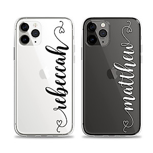 Case Charming Custom Case for iPhone 15 Pro Max 14 Plus 13 mini 12 11 Xs Xr X 10s 10r 10 8 7 Se Personalize Handwriting Name Monogram Clear Phone Cover Slim Soft