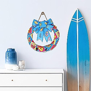 6 Rolls 30 Yards Summer Wired Ribbon Flip Flop Waves Polka Dot Stripe Fabric Decorative Ribbon Summer Themed Burlap Ribbons for Summer Wreath Bow DIY Craft