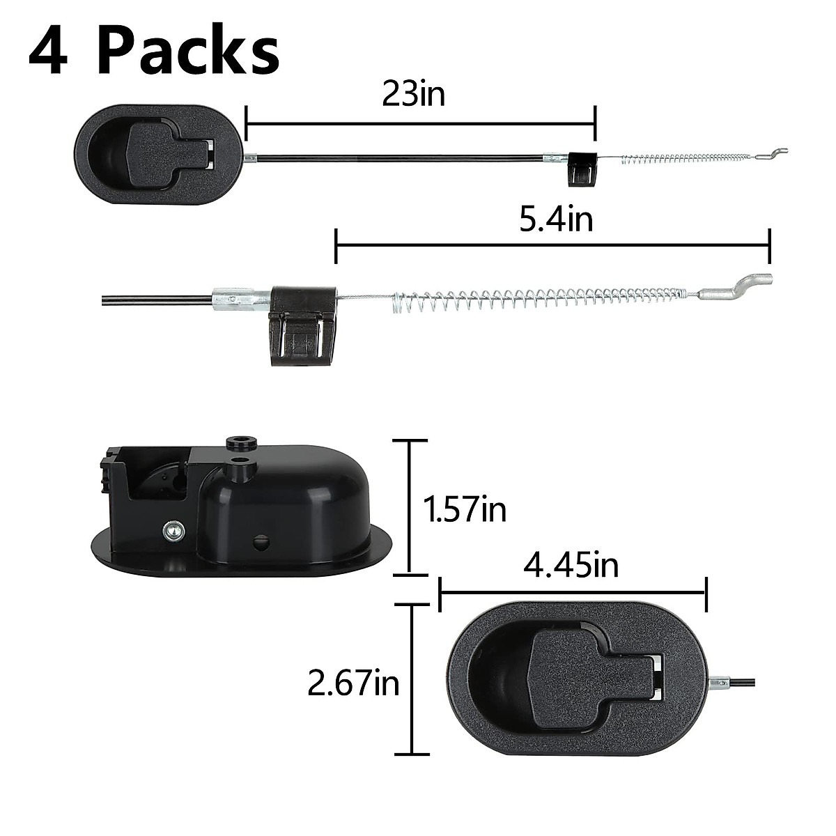 APACALI Recliner Pull Cable Replacement Set of 4, Universal Black Sofa Couch Recliner Release Cables with Plastic Pull Handle fits Most Recliner Brands, Hook Exposed Cable Length (4.75")