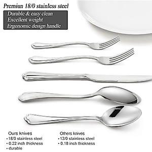 HaWare 60-Piece Silverware Set for 12, Stainless Steel Flatware Cutlery Eating Utensils, Modern Design with Crown Edges for Home Kitchen Hotel, with Knives Forks Spoons, Dishwasher Safe