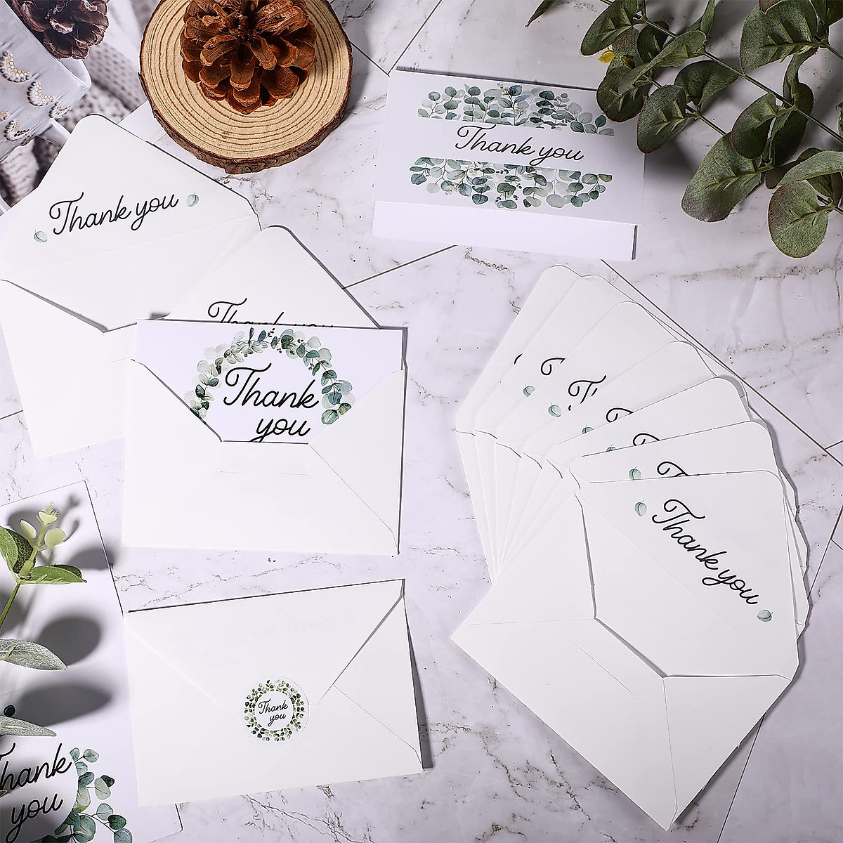 245 Pack Thank You Cards with Envelopes and Stickers Greenery Thank You Cards Thank You Notes Greeting Cards Blank Note Cards for Wedding, Bridal Shower, Baby Shower and All Occasions