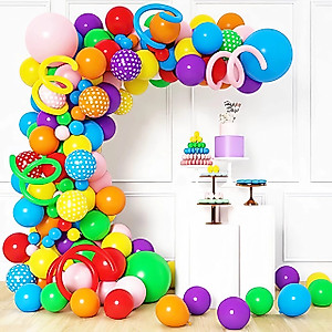 130 Pack Rainbow Balloon Arch Kit, 7 Assorted Bright Colors 5/10/12/18inch Latex Balloons and Multicolored Long Balloons Birthday Party Baby Shower Decoration Accessory