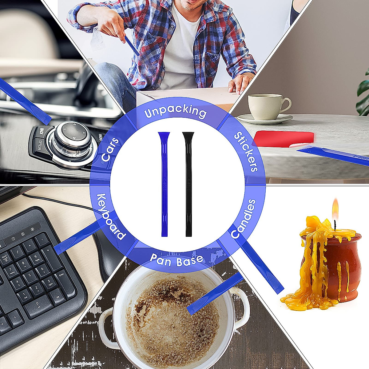 Grevosea 10 Pieces Plastic Scraper Tool, Lottery Ticket Scratcher Tool Carbon Fiber Multi-purpose Scraper Non-scratch Cleaning Tool for Tight Spaces Crevices Stickers Labels Oil Stains Food Dirt