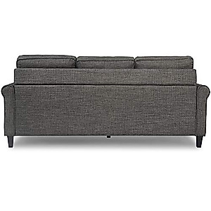Serta Harmon Reversible Sectional Sofa, Modern L-Shaped Couch for Small Spaces, Soft Fabric Upholstery, Rolled Arm, Dark Gray