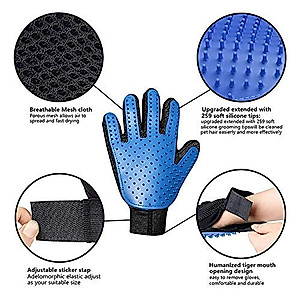Stella-Lou Grooming Gloves Upgraded Cat & Dog Eco Friendly Silicone Hair Removal Glove - Gentle shampooing Deshedding Brush Glove - Easy Pet Hair Remover Mitt - Enhanced Five Finger Design 1 Pair