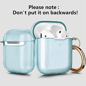 AIRSPO Airpods Case Cover, Airpod Case 2nd Generation Clear Soft TPU Protective Cover Compatible with Apple AirPods 1/2 Wireless Charging Case with Keychain (Clear Green)
