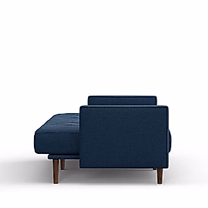 Glenwillow Home 81.5" Mies Square Arm Sleeper Sofa with Vertical Seams in MCM Vintage Design in Blue