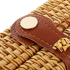 LXXUY Womens Straw Bag Round Rattan Crossbody Bag Handwoven Natural Summer Beach Shoulder Bag (brown) Large