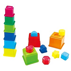 Play Sea Animals Shaped Stacking Blocks | Educational Baby Toys | Colorful Stacking Building Blocks | Shape Sorting Color Preschool Stacking Kids Toys | 10 Pieces Building Cups 6 Animal Shapes
