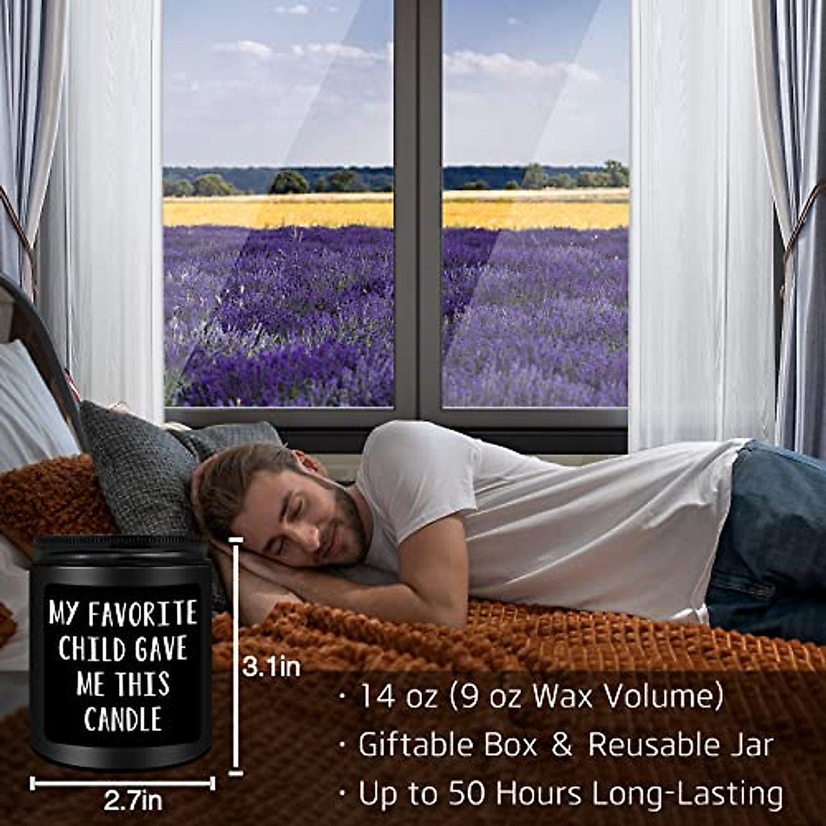 Gifts for Dad, Dad Gifts from Daughter Son, Birthday Gifts for Dad Grandpa, Fathers Day Thanksgiving Christmas Gifts for Dad Who Wants Nothing-My Favorite Child Gave Me This Candle(Black, Sandalwood)