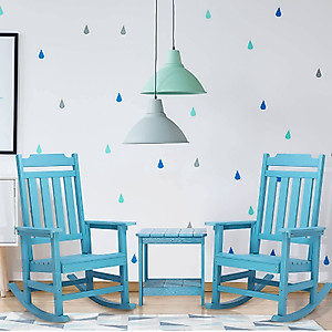 hOmeQomi Rocking Chairs Set of 2, All Weather Resistant Poly Lumber Outdoor Porch Rocker, Rocking Chairs for Outdoor, Indoor, Patio, Deck, Garden, Backyard, Load Bearing 380 lbs - Lake Blue