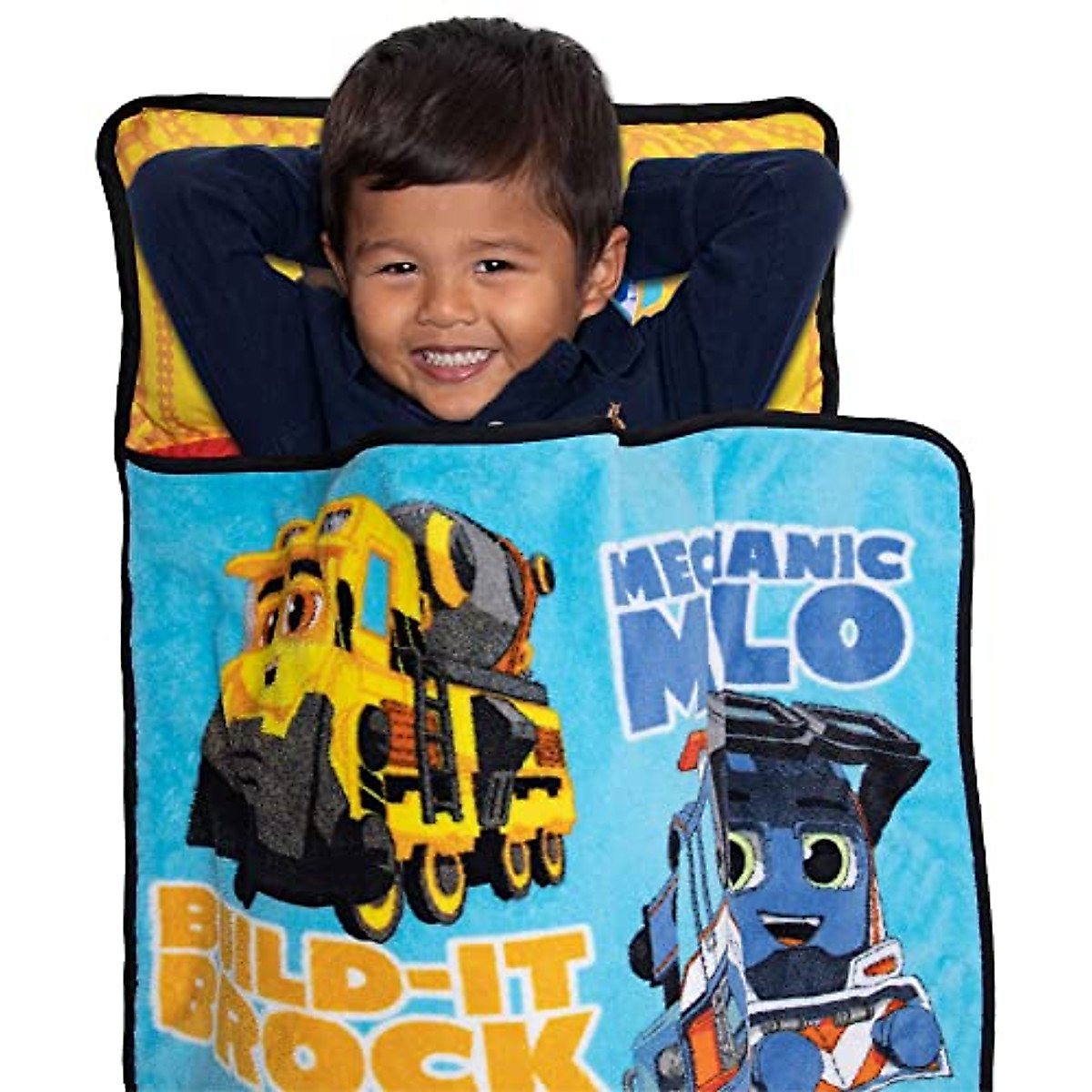 Mighty Express Trains Toddler Nap Mat Set – Includes Pillow and Fleece Blanket – Great for Boys Napping During Daycare or Preschool - Fits Toddlers