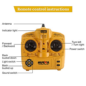 Fistone RC Dump Truck 1/14 Scale 10 Channel Alloy Die-cast 2.4G Remote Control Construction Vehicles Toys with Lights for Kids and Adults