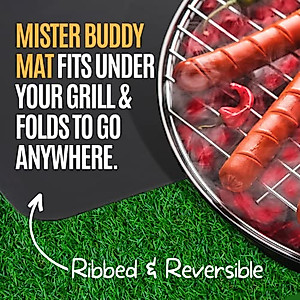 Mister Buddy Mat 42" x 30" - Under Grill and BBQ Mat - Deck and Patio Rubber Protective Grilling Pad - Double Sided for Outdoor and Indoor Use, Perfect for Charcoal, Gas Grills & Smokers