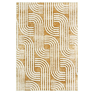 CARMIO Area Rug 8x10, Machine Washable Rugs Soft Living Room Rugs Arch Pattern Knot Modern Print Area Rug Non Slip Indoor Floor Carpet for Bedroom Nursery Kitchen, Coffee