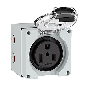 Muelnmey 50Amp Power Outlet Box,250Volt NEMA 6-50R Receptacle Outdoor dustproof and Weatherproof for Electric Vehicles, generators, Welding Machines, etc.ETL Listed