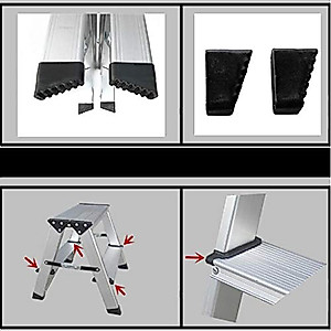 PENGJIE Folding Ladder Step Stool Ladder Stool 3 Step Folding Aluminum Heavy Duty Steel Portable Anti Slip Mat Tread Compact 150 Kg Capacity for Home Office