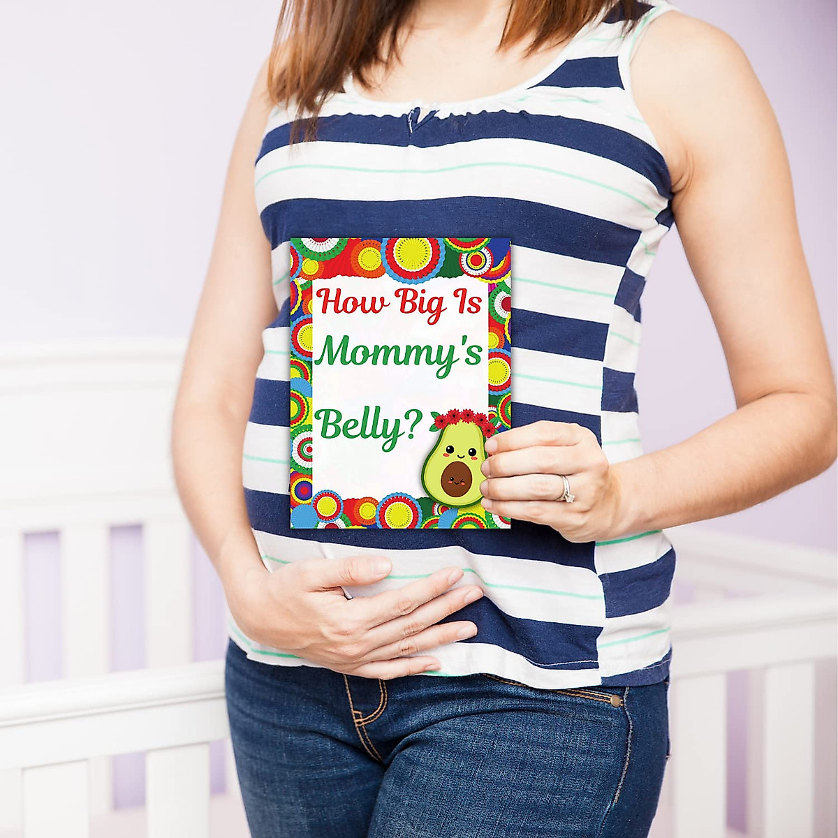 How Big is Mommys Belly Game cinta para medir la panza Measure the Belly Baby Shower Game 62 Piece for 50 Players Fiesta Avocado cielito lindo baby shower Game