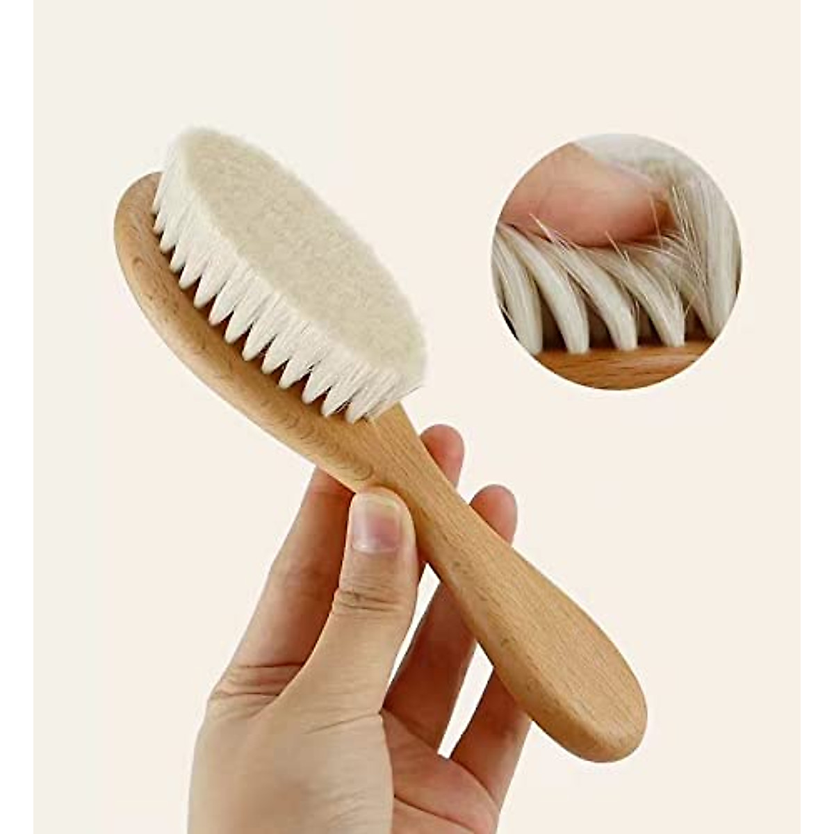 PandaEar Baby Hair Brush and Comb Set for Newborn| Natural Wooden Hairbrush with Soft Goat Bristles, Pear Wood Comb and Wooden Massage Brush for Infant, Toddler, Kids