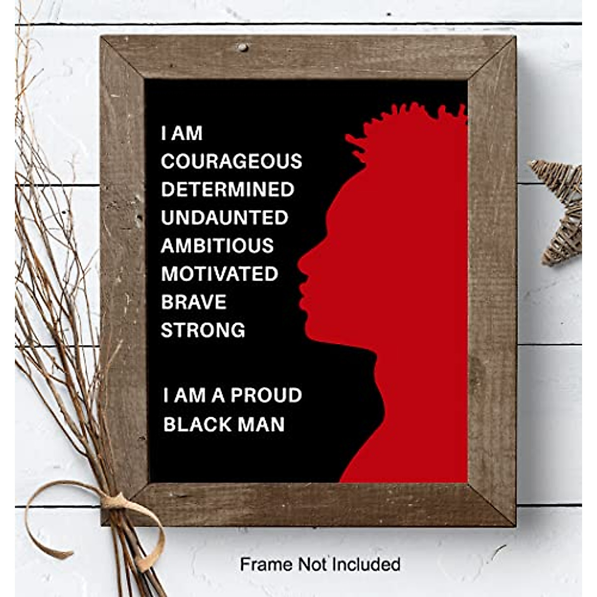 Proud Black Man Poster - 8x10 African American Motivational Wall Art - Black Wall Art - Black Pride Room Decor - Gift for Men, Boys, Teens Bedroom, Classroom, Living Room, Home, Apartment, Dorm