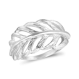 AeraVida Elegant Nature Chunky Sterling Silver Leaf Wraparound Ring | Adorable Wedding Rings For Women | Casual Comfort Fit Silver Rings for Women | Mother’s Day | Sterling Silver Rings Sizes 9