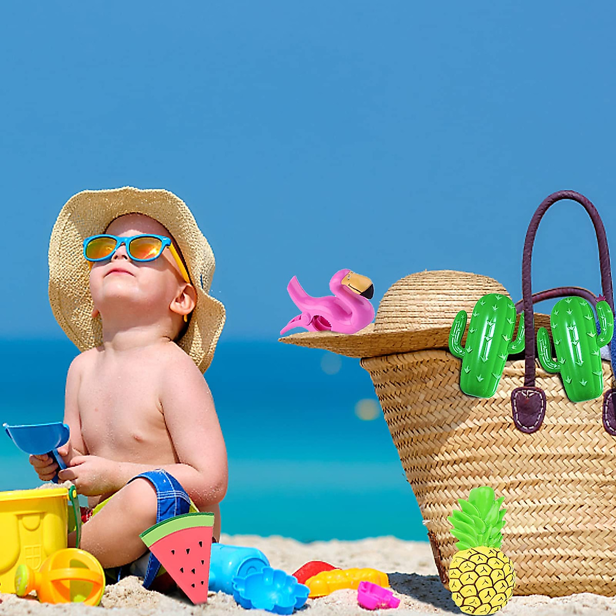 8 Pcs Beach Towel Clips for Beach Chairs,Decorative Beach Chair Clips for Chairs Plastic Windproof,Beach Towel Holder Funny Decorative Clothespins for Patio and Holiday Poo