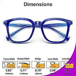 VISOONE Square Classic Blue Light Blocking Glasses with Non Prescription Anti Glare For Women and Men NOE