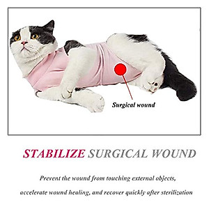 Coppthinktu Cat Recovery Suit for Abdominal Wounds or Skin Diseases, Breathable E-Collar Alternative for Cats and Dogs, After Surgery Wear Anti Licking Wounds