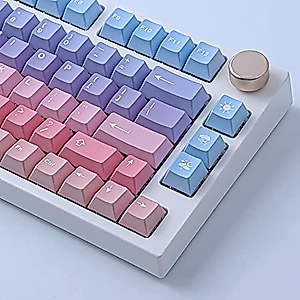 JOMKIZ PBT Keycaps, 129 Keys Dye Sublimation Cherry Profile Keycaps with 6.25U Spacebar Colorful Clouds Keycap Set for Cherry MX Switches ISO/ANSI Layout Mechanical Keyboards