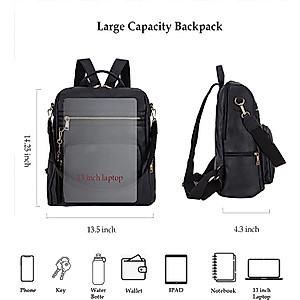 Women’s Fashion Backpack Purse With Faux Leather Purse Multipurpose Design Travel Handbag Shoulder Bag With Tassel Décor (Black)