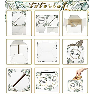 Greenery Card Box Floral Money Card Box Gift Card Holder Box Card Box Holder for Wedding Reception Baby Shower Birthday Party Supplies