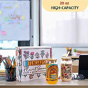 Teacher Appreciation Gifts for Women, Teacher Appreciation Gifts from Students, Teacher Gifts for Birthday, Christmas, Back To School, New Teacher Graduation Gift - 2pcs 20 Oz Teacher Can Glass