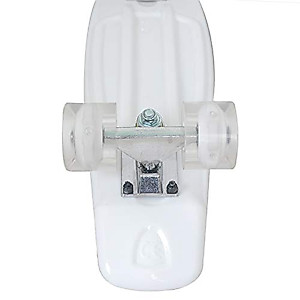 ANNEE 22 Inch Skateboard Complete Mini Cruiser Retro Skateboard with Colorful Light up Wheels for Kids Boys Youths Teens Adults (White, 22 Inch)
