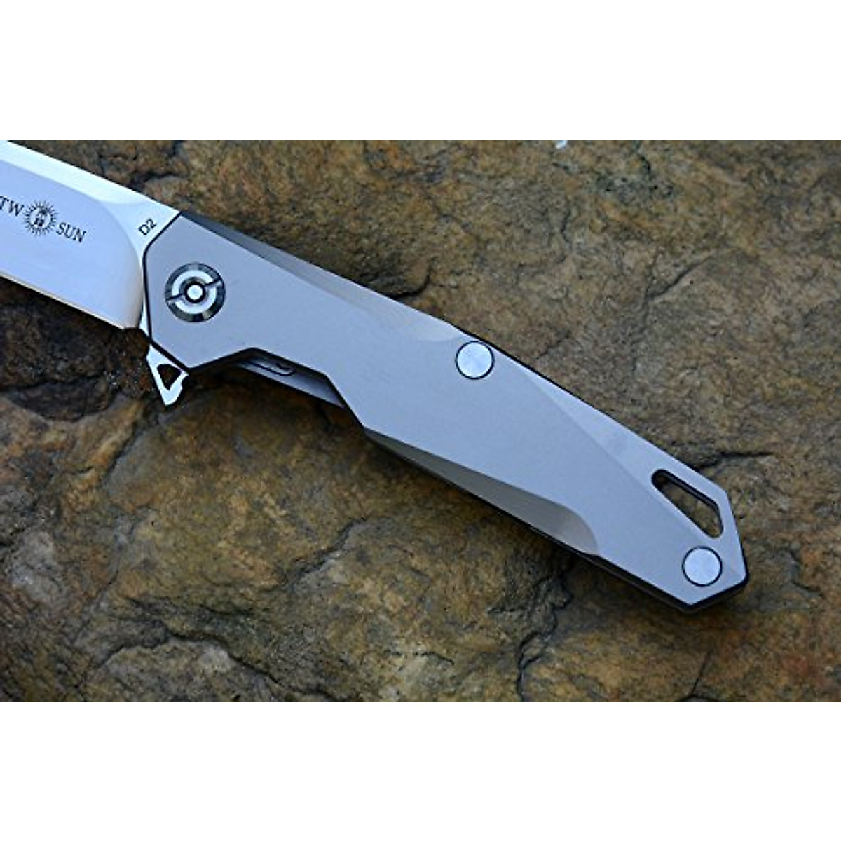 Twosun TS21 Pocket Knife D2 Blade Titanium Handle Drop Point Razor sharp