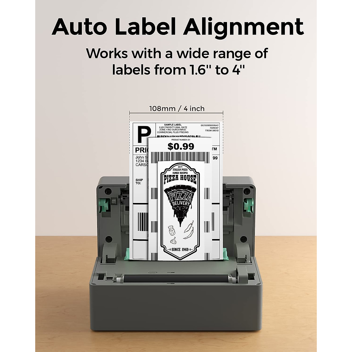 paperang - Bluetooth & USB Thermal Printer for Shipping Label (4 x 6 in), 203 DPI Portable Sticker Maker, Wireless Printing from iOS & Android Phone via App, Connect Mac & Windows OS with USB