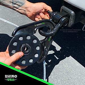 Rhino USA Snatch Block for Winch Recovery - Heavy Duty 13.5 Ton Break Strength - Compact Offroad Accessory for Jeep, Truck, UTV, ATV - Use with Tree Saver Tow Strap (Snatch Block)