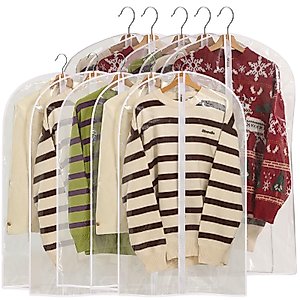 Perber All Clear Garment Bags for Hanging Clothes, 40" Suit Bags for Closet Storage, Plastic Dustproof Suit Cover Bags, Clothes Protectors Bag with zipper for Coats, Jackets, Shirts（10 Packs）