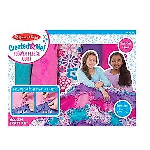 Melissa & Doug Created by Me! Flower Fleece Quilt No-Sew Craft Kit (48 squares, 4 feet x 5 feet)