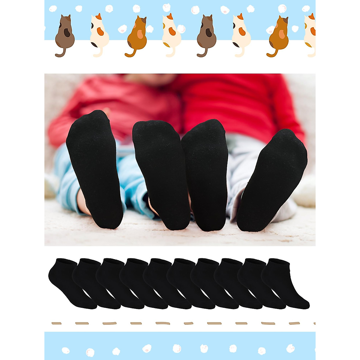 Giegxin 50 Pairs Small Socks Bulk Little Socks Low Cut Ankle small Socks Mini Anklet Socks Soft Cotton Small Socks(Black)