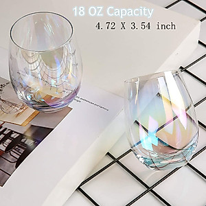 Colored Stemless Wine Glasses, 18 Oz Large Rainbow Wine Glasses, Stemless Goblet Beverage Cups with Colored Gift Box for Girl & Boy Friends Sister, Good Gift Idea for Festival Wedding Birthday Party