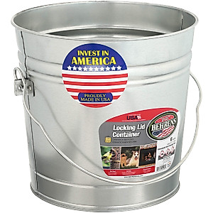 Galvanized Steel Trash Can, 6-Gallon, Multicolor - metal trash can - Trash can with lid - Kitchen Trash can - Outdoor Trash can for Patio - Camping Trash can - metal container with lid.