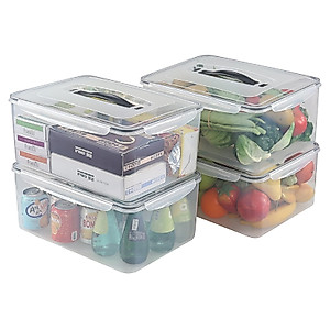 Jandson 4-Pack 14.5 L Plastic Seal Lid Food Storage Container, Clear Airtught Storage Box Bins with Handles