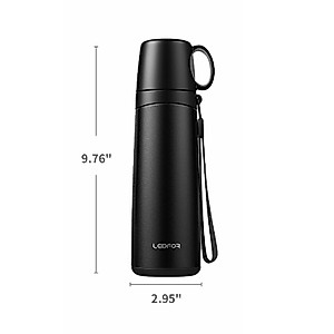 Leidfor Coffee Travel Mug Vacuum Insulated Thermal Water Bottle Build-in Lid Cup Stainless Steel Leakproof 17Ounce Lion